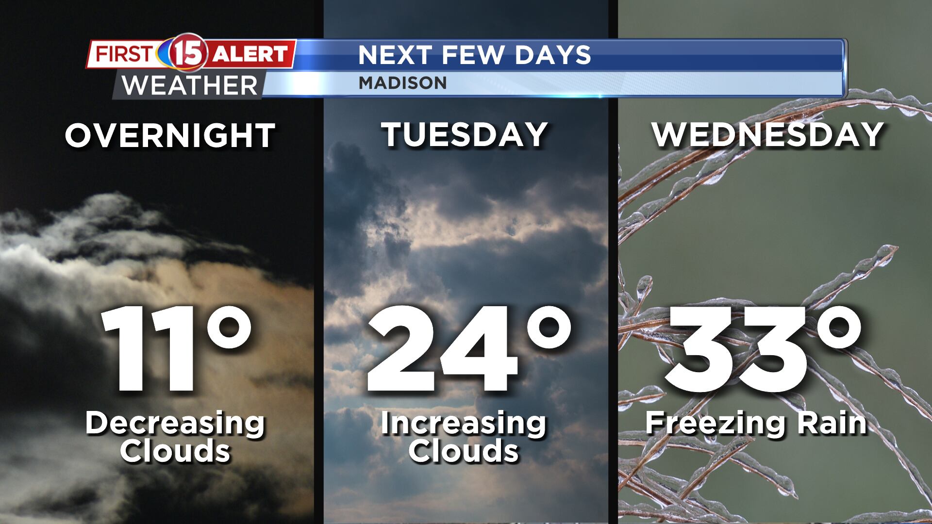 Freezing rain possible Wednesday