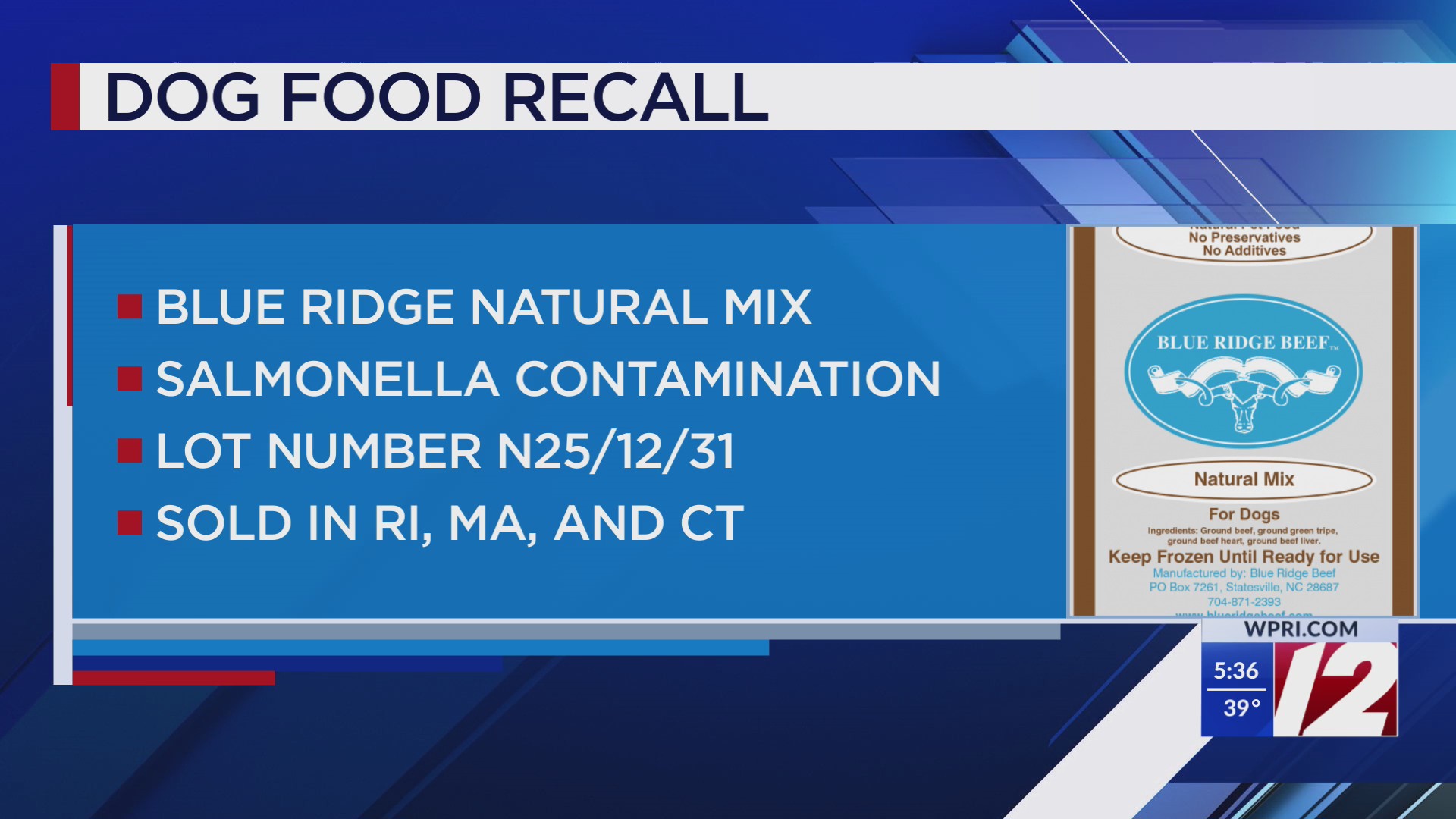 Blue Ridge Beef recalls dog food over salmonella contamination
