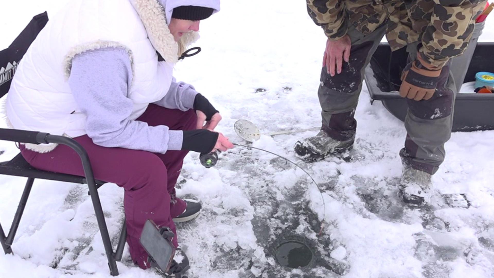 Check it out with Chelsea | Ice fishing at Camp Freedom