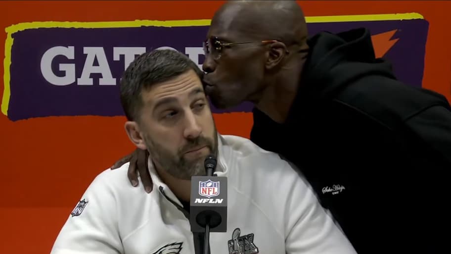Nick Sirianni Got a Kiss on the Cheek From Chad Johnson at Super Bowl ...
