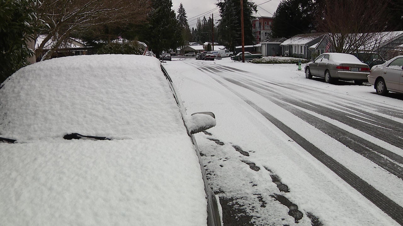 Seattle snow forecast: More lowland snow, icy roads Tuesday
