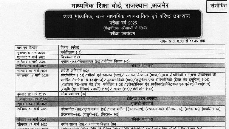 RBSE 2025: Class 10 & 12 Revised Exam Schedule OUT At rajeduboard ...