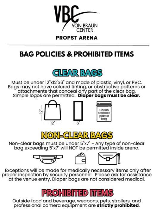 Von Braun Center discusses new Propst Arena bag policy