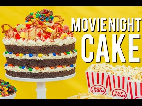 How To Make A MOVIE NIGHT CAKE - M&Ms, popcorn and MORE