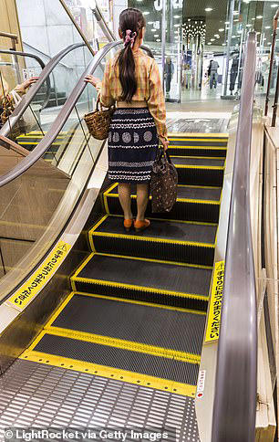 Pictured: The world's shortest escalator, which has just five steps and ...