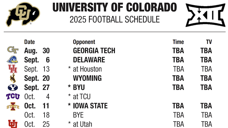 Colorado Buffaloes 2025 Football schedule announced