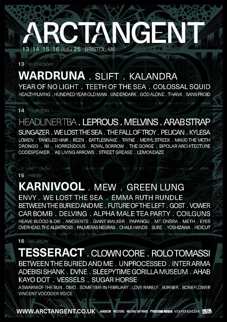 Arctangent 2025 announces headliners Wardruna and Tesseract, adds over ...