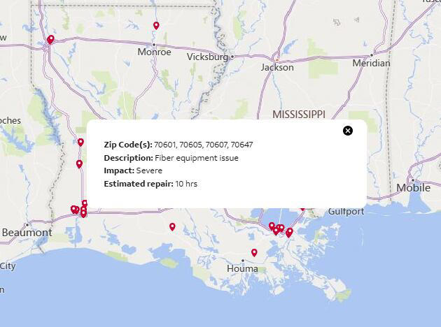 AT&T services restored throughout SWLA