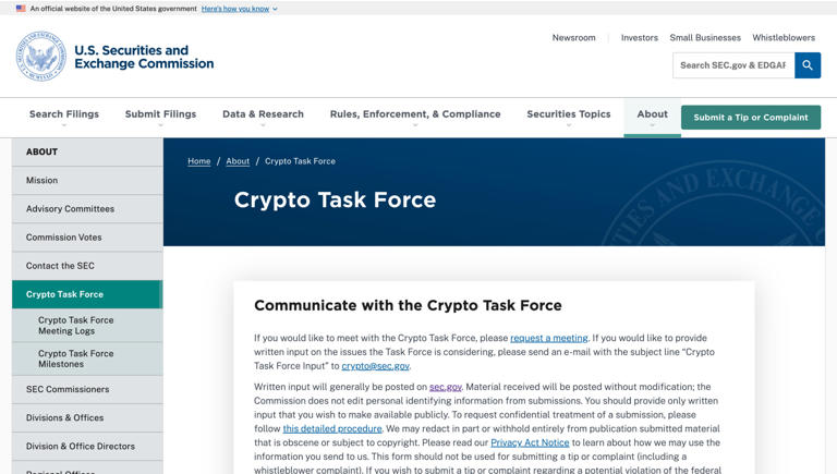 US SEC launches a ‘crypto task force’ website