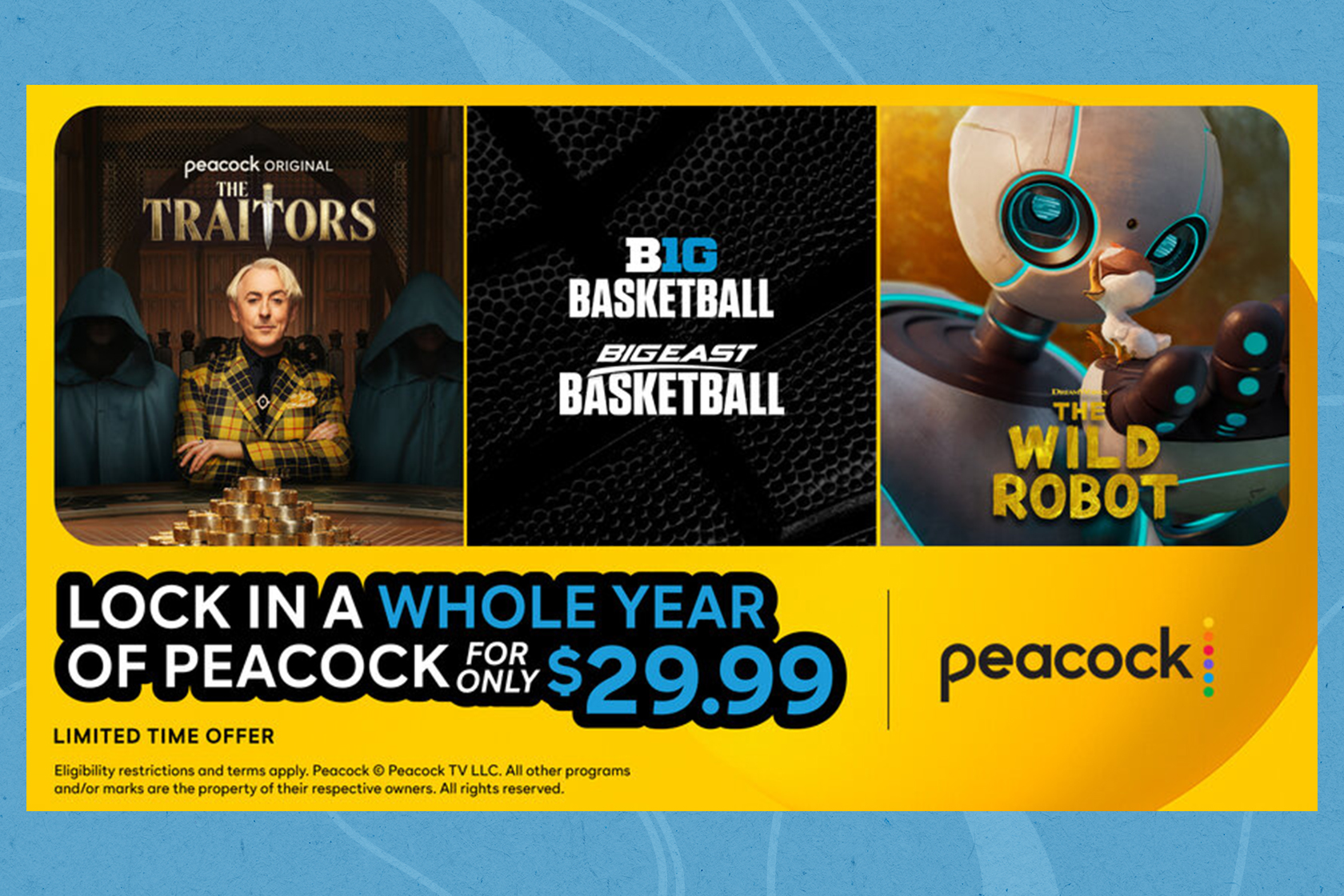 Save 63% on an annual Peacock Premium subscription today