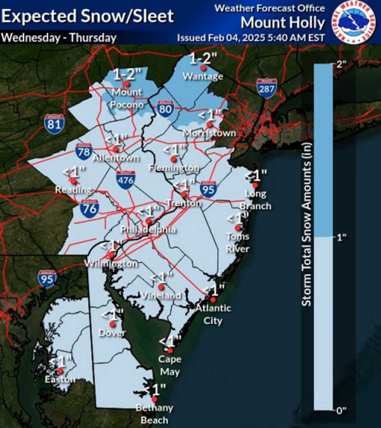 2 Inches Of Snow Possible In Parts Of NJ As Mid-Week Winter Storm ...