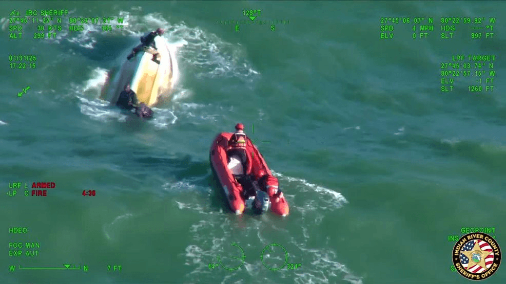 WATCH: Three people rescued after boat capsizes off the coast of Indian ...