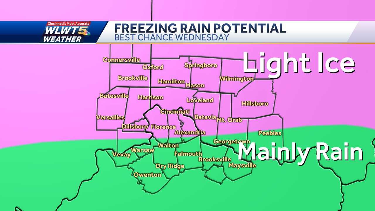 Chance for freezing rain could cause issues on roads Wednesday evening