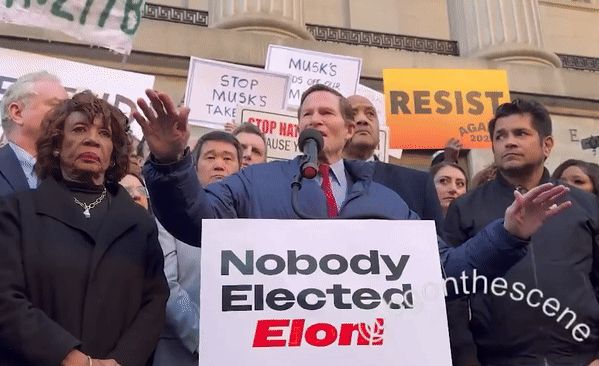 Protesters Hold 'Nobody Elected Elon' Rally Outside Treasury Building