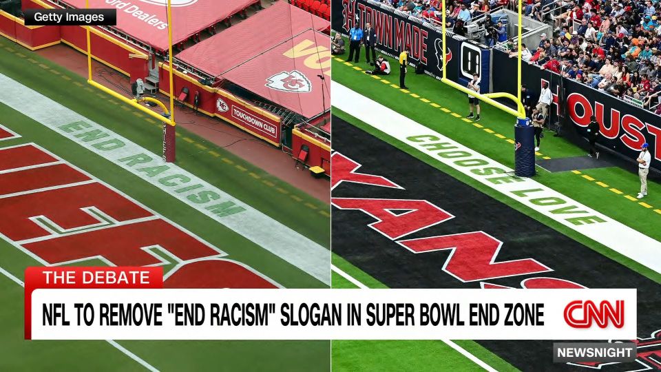 NFL to remove “end racism” slogan in Super Bowl end zone