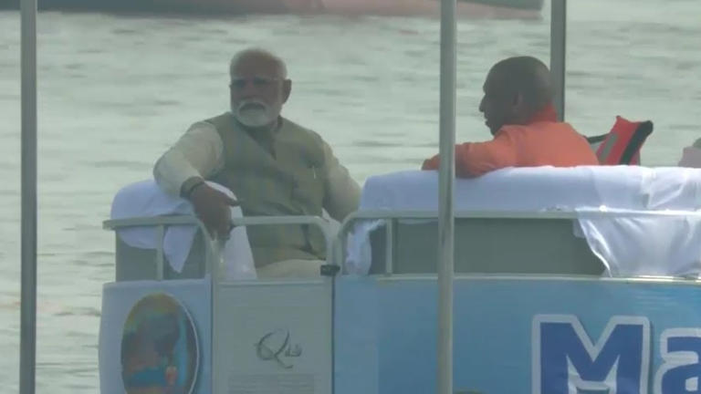 PM Modi arrives in Prayagraj, to take holy dip at Maha Kumbh shortly