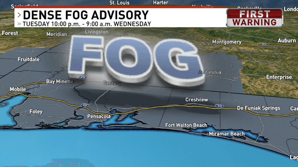 Dense fog advisory issued for the Gulf Coast
