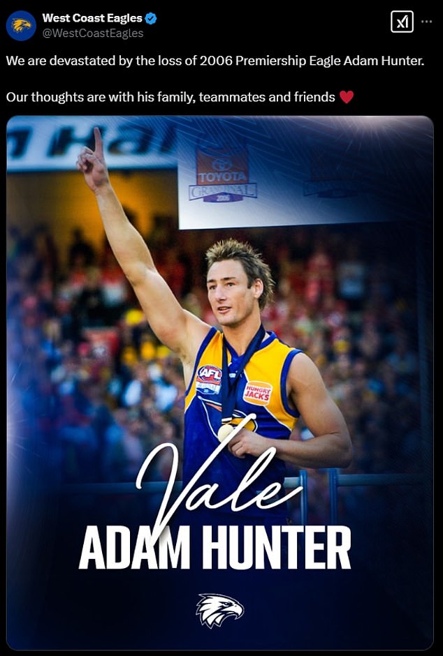 One of footy star Adam Hunter's last acts is revealed before his tragic ...