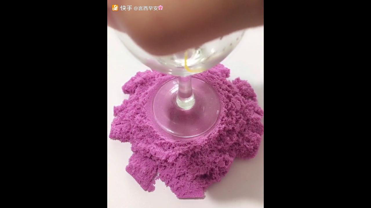 Satisfying Purple Kinetic Sand Dropping With Glass And Knife