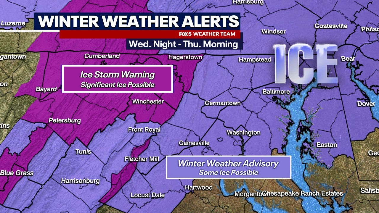 DC area snow, sleet, and freezing rain Wednesday night into Thursday ...