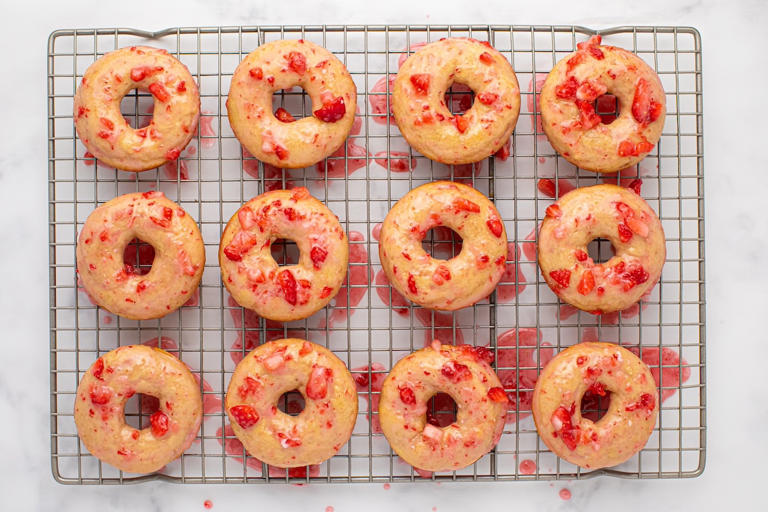 Homemade Baked Strawberry Donuts with Irresistible Glaze