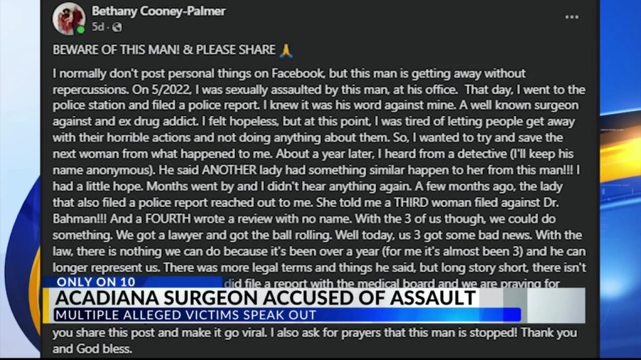 Doctor accused of inappropriate conduct with patients indicted in Louisiana