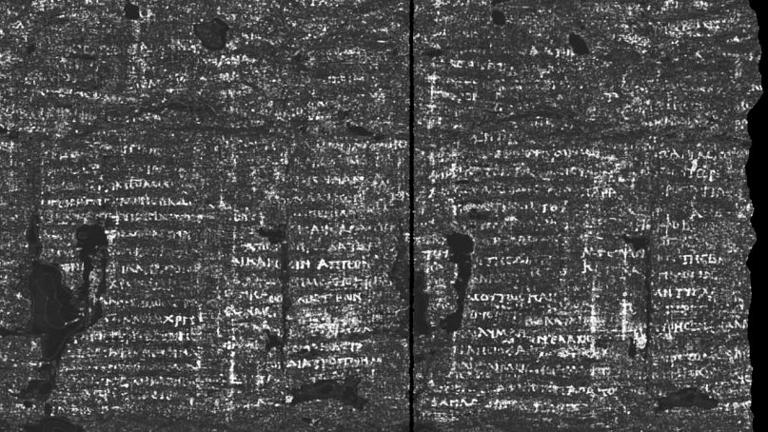 AI gives first tantalising look inside a 2,000- year-old Roman scroll