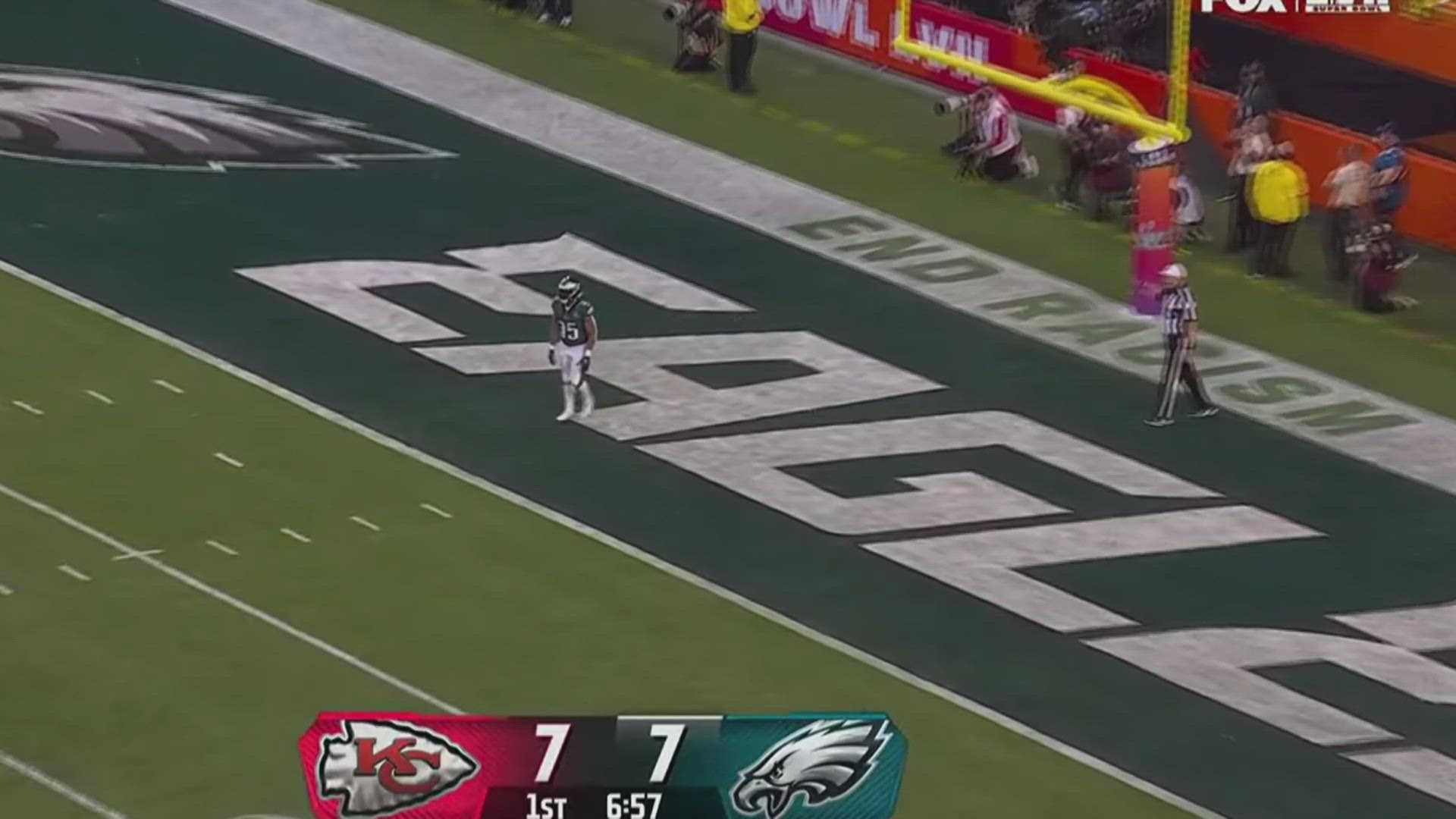 NFL rids "End Racism" stencil at Super Bowl