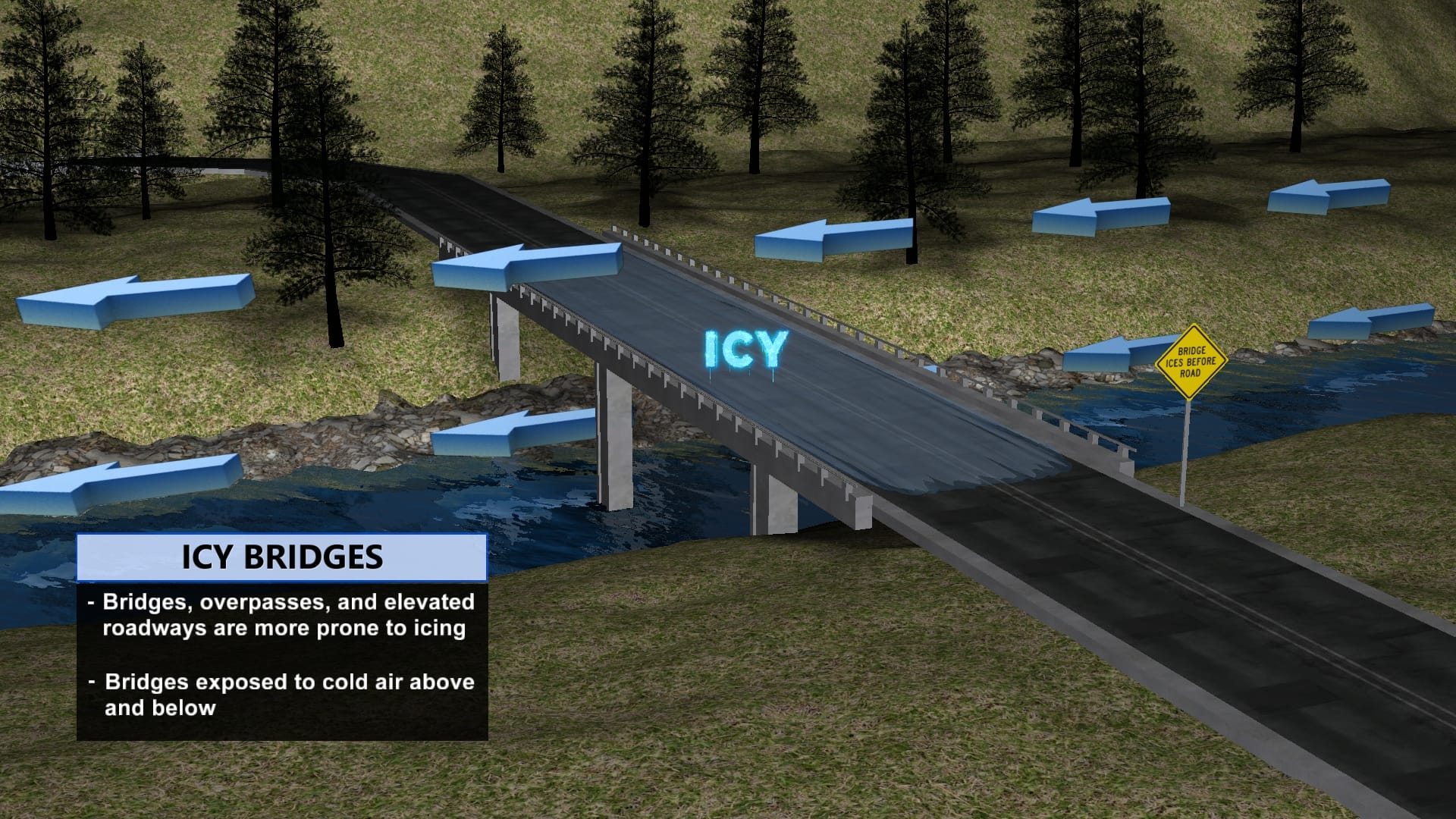 Be cautious of icy patches on bridges this afternoon and evening