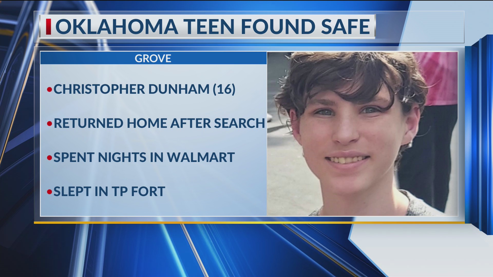 Missing Oklahoma teen spent nights in Wal-Mart toilet paper fort