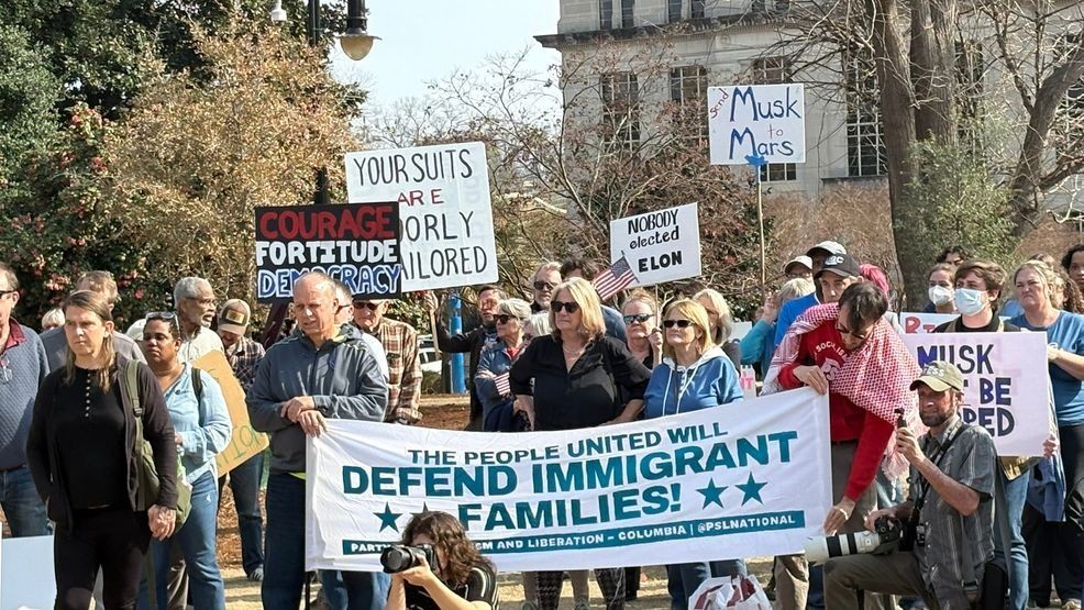 Protesters rally at SC State House against Project 2025