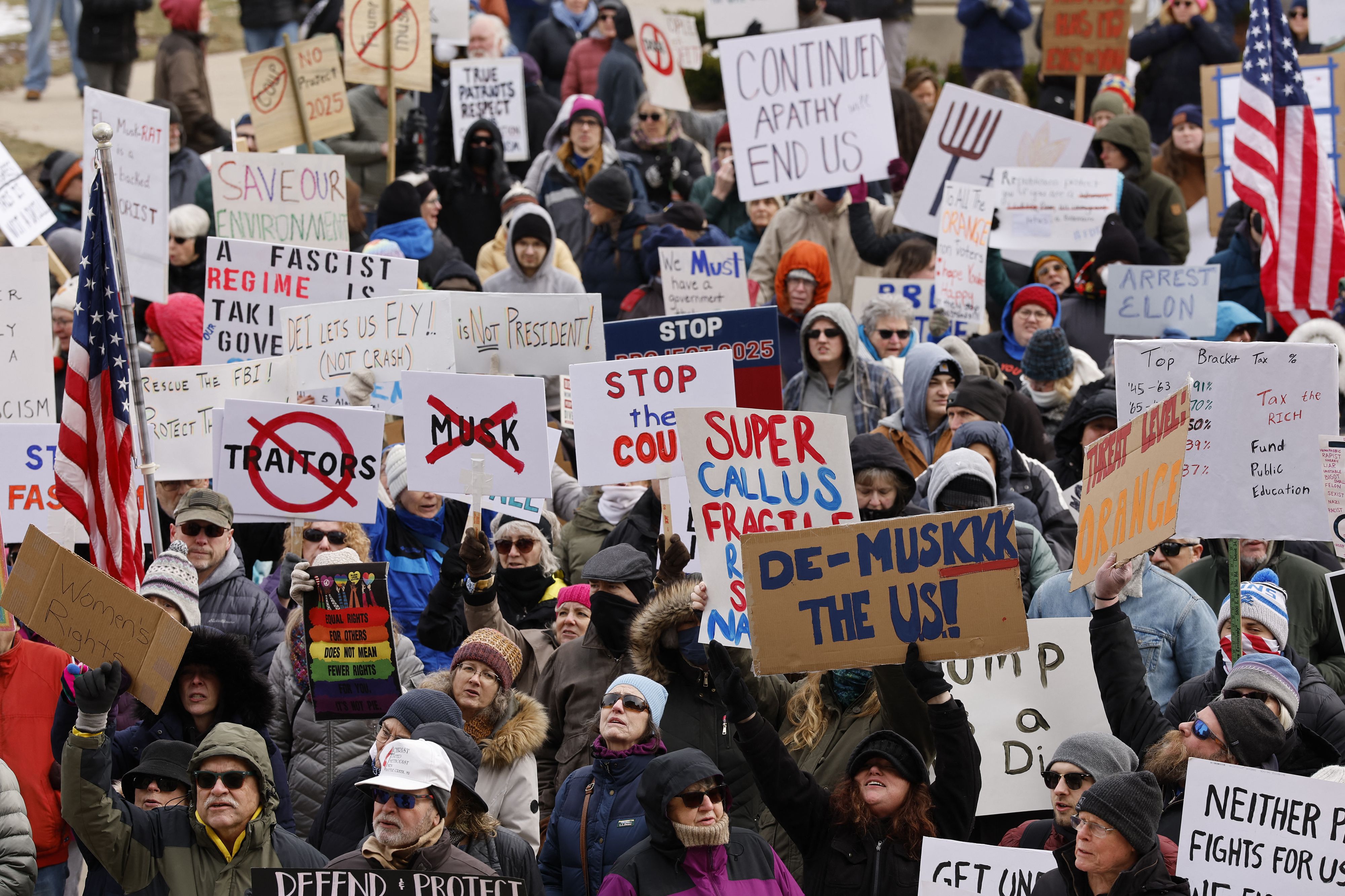 In photos: Thousands across the U.S. protest Trump and Musk's policies