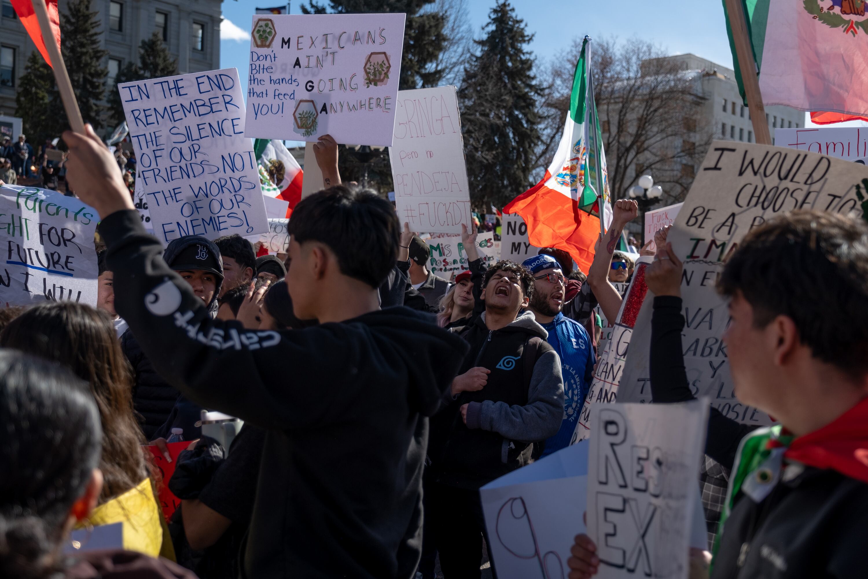 ‘Angry and not afraid’: Denver students walk out to protest Trump ...