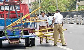 Barricades obstructing traffic flow removed