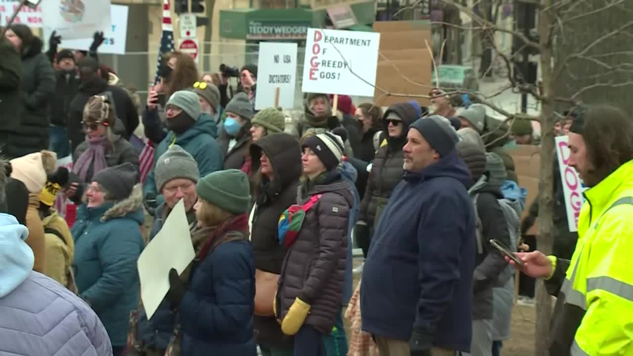 Madison protest against Trump, Musk one of many across country