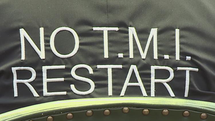 Leader of anti-nuclear power group protests Three Mile Island