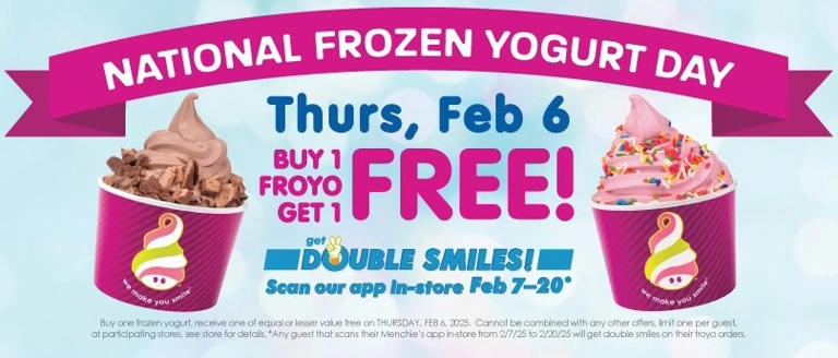 Menchie’s El Paso: Buy 1 froyo, get 1 free in honor of National Frozen ...