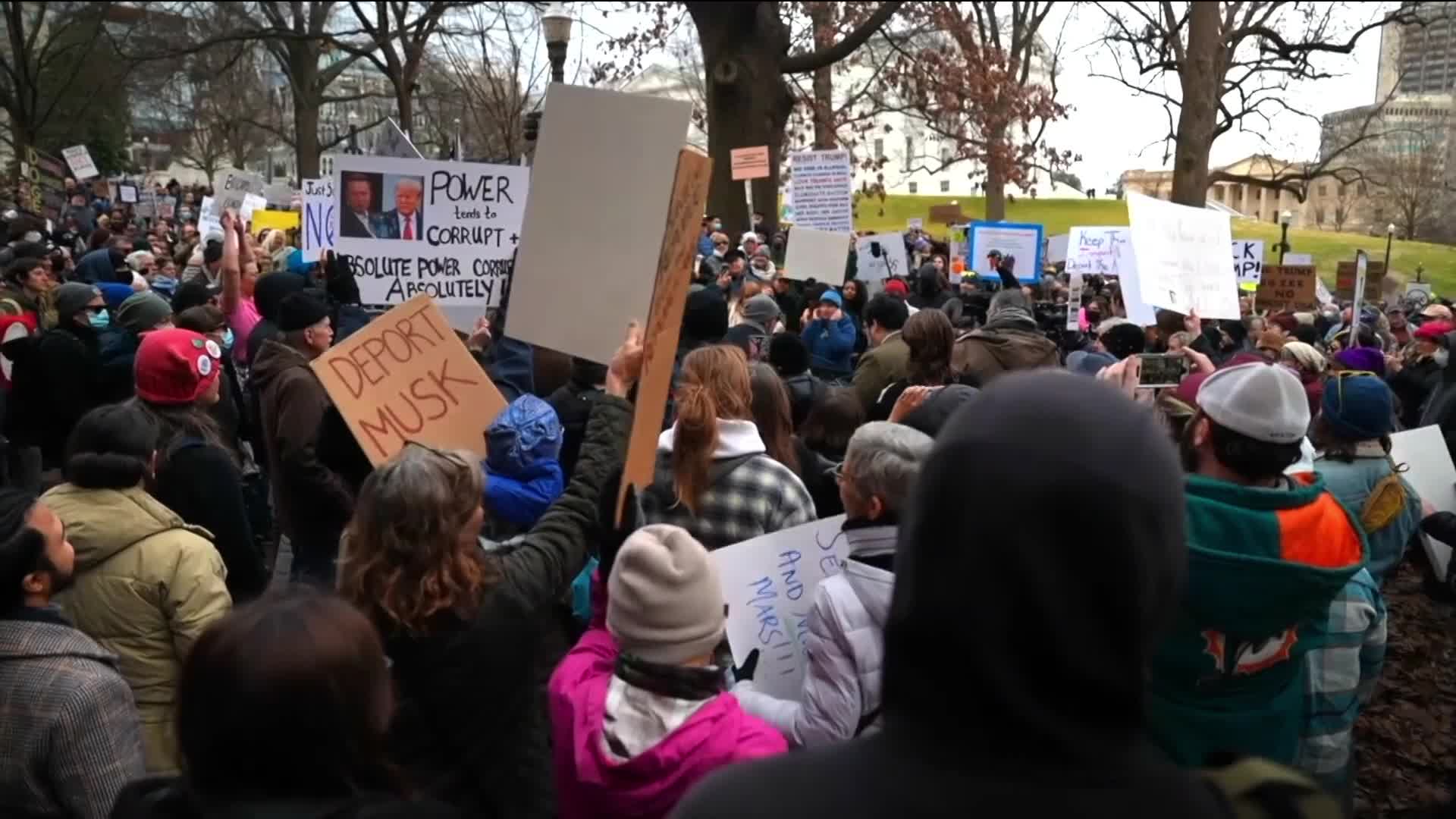 Protest against President Donald Trump's policies held at Virginia capitol
