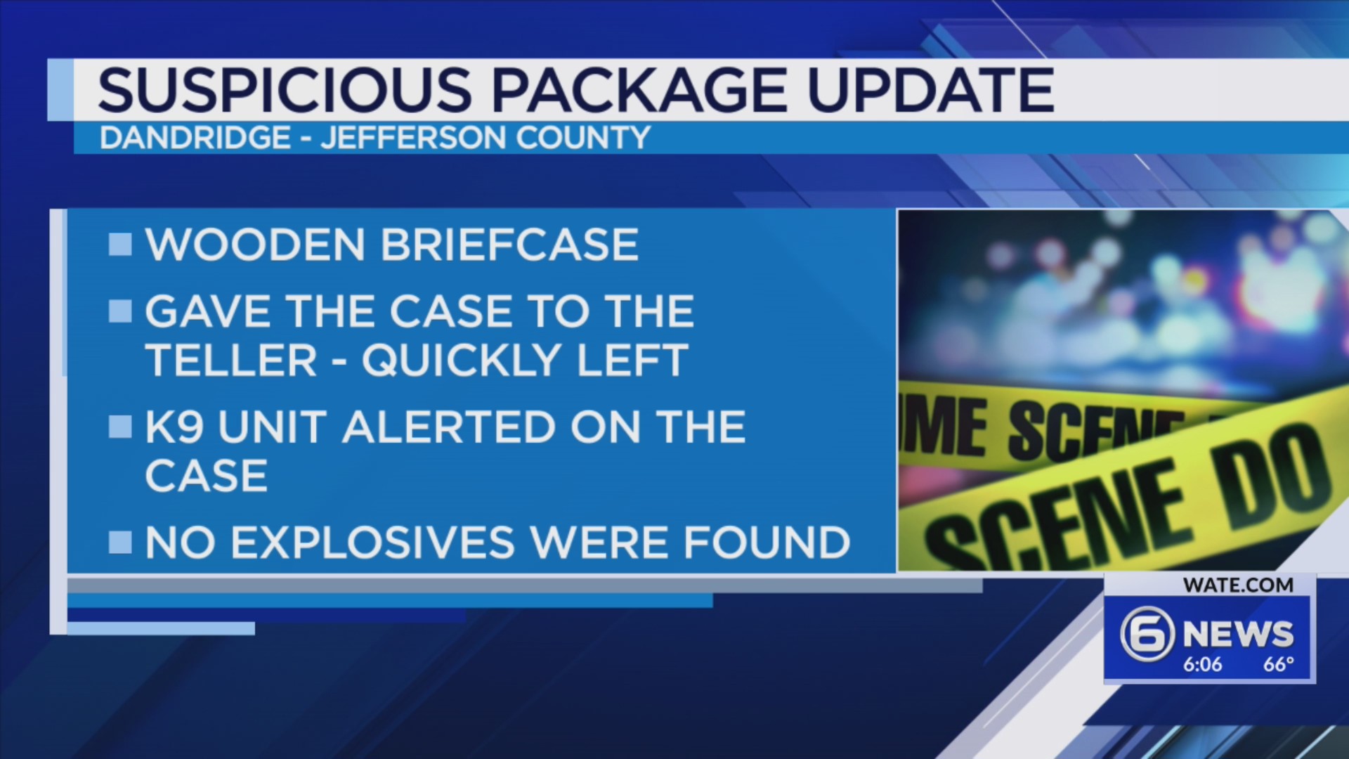 Police identify 'suspicious' package at Dandridge bank