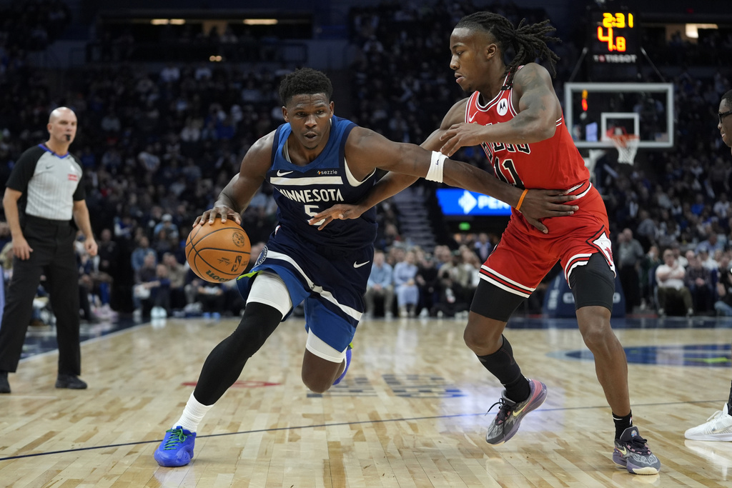 Edwards scores 49 to lead Wolves over short-handed Bulls 127-108