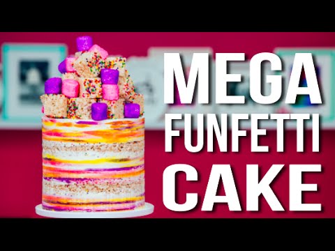 How To Make A MEGA FUNFETTI CAKE! Confetti Vanilla Cake with Sprinkle ...