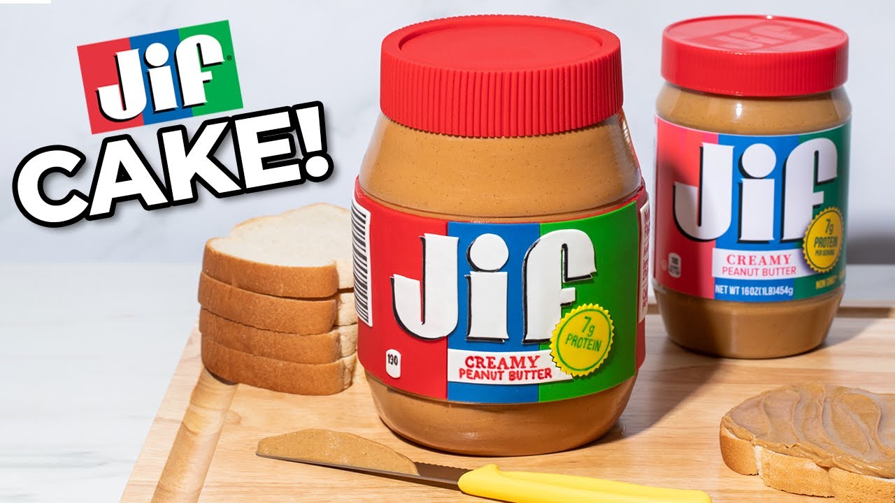 How To Make A Jif Peanut Butter Jar Out Of CAKE! Ganache & PB Cake