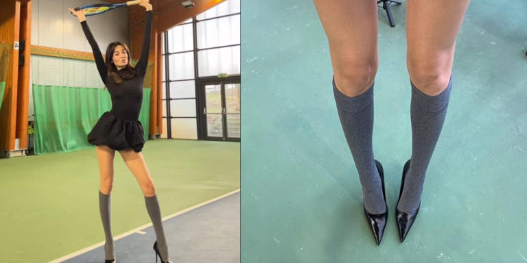 Ella juega al tenis con tacones y ¡es impresionante!