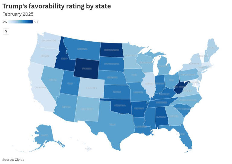 Map Reveals Donald Trump's Favorability Rating by State