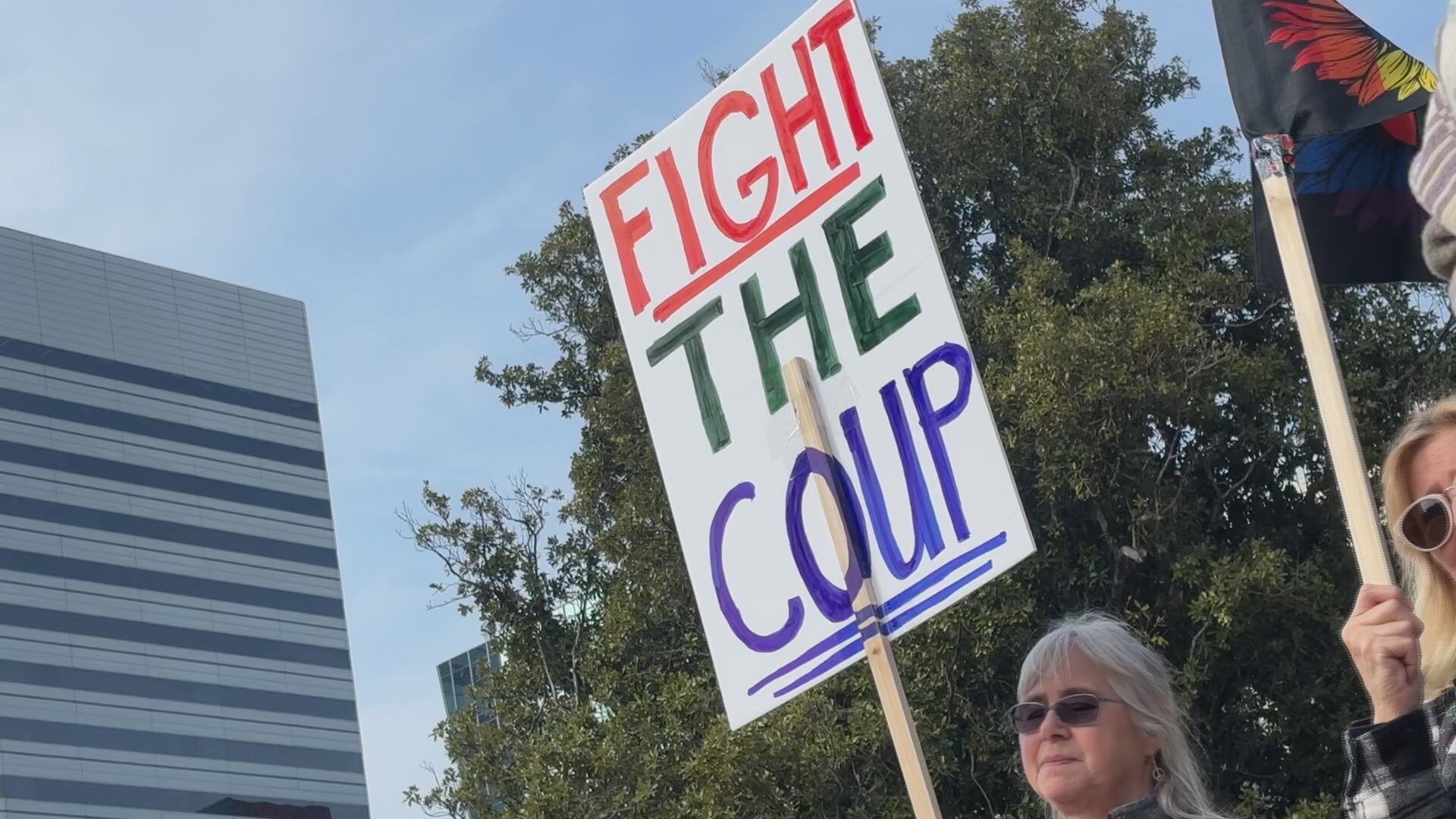 Midland residents protest against Musk influence in Trump administration