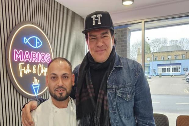 Film star Tamer Hassan visits Hemel chippy