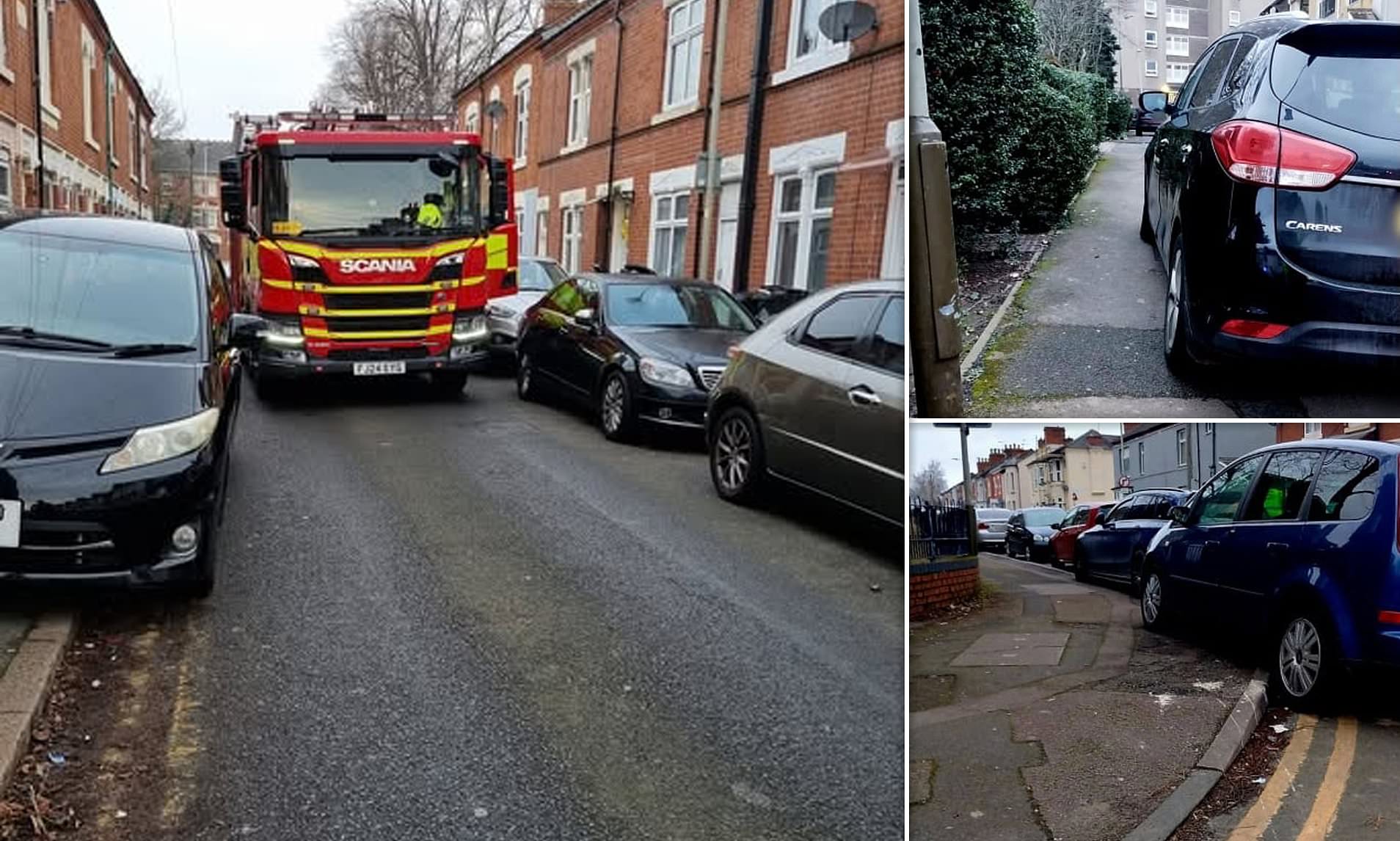 Drivers parked on double yellows stop firefighters getting to blaze