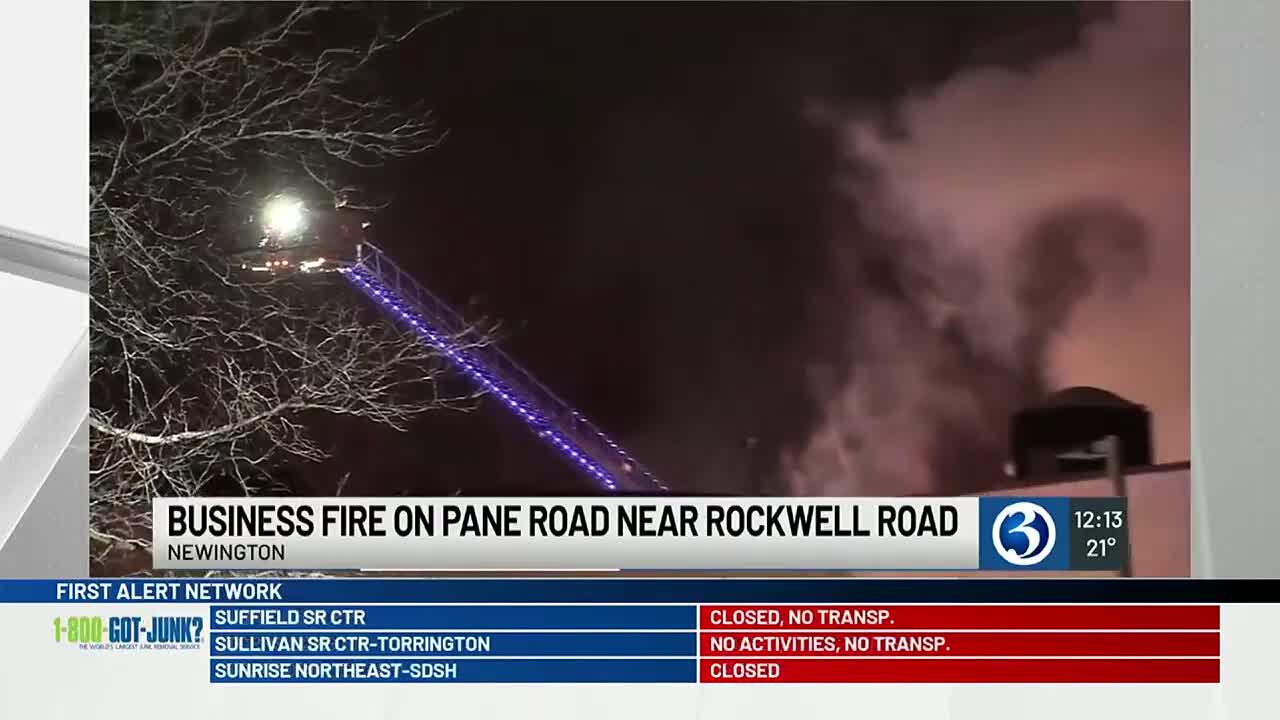 Crews respond to storage building fire in Newington