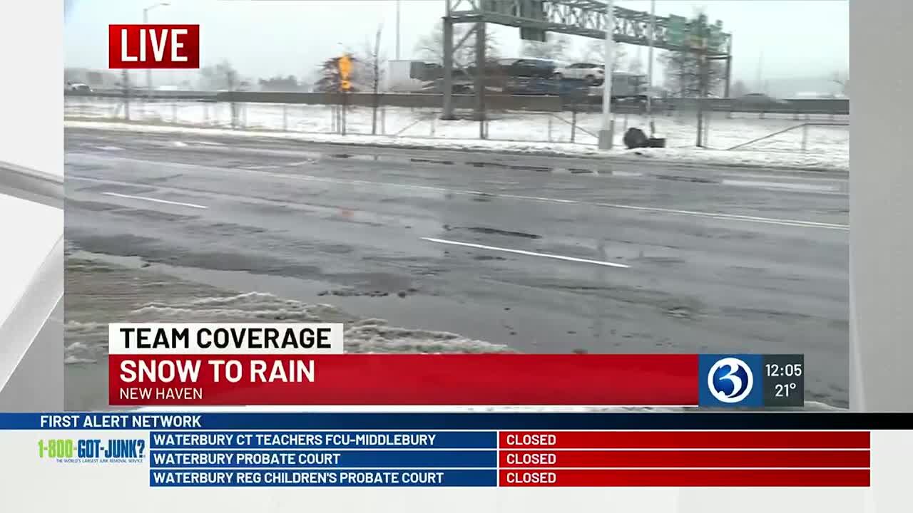 Snow changes to rain leading to dangerous road conditions