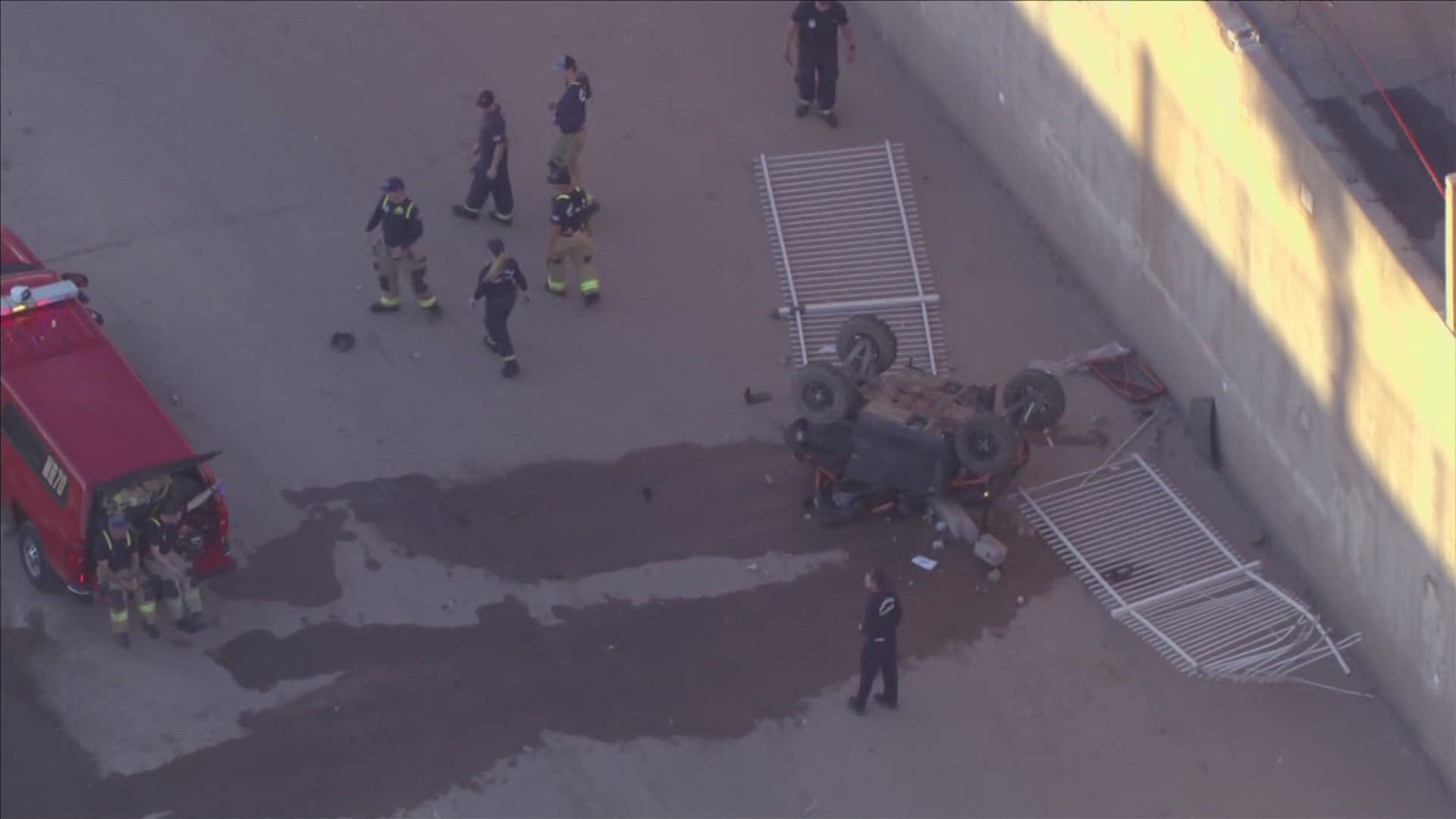 ATV crashes through gate, lands upside down in dry canal; 2 teens ...